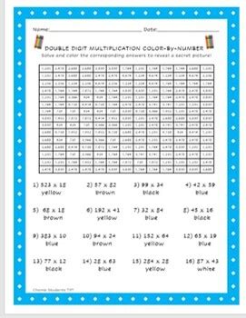Double Digit Multiplication Color By Number By Champ Students Tpt