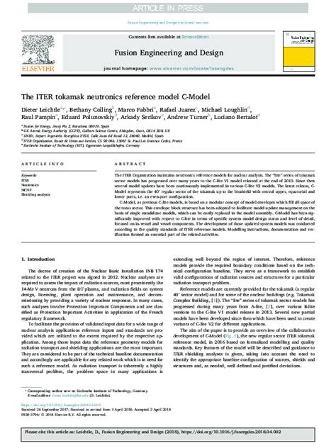 Pdf The Iter Tokamak Neutronics Reference Model C Model