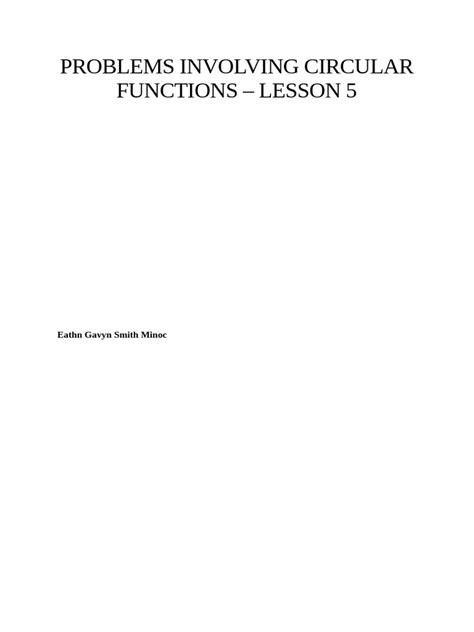 Problems Solving Circular Functions Pdf Trigonometric Functions