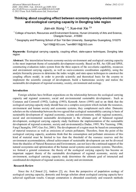 Thinking About Coupling Effect Between Economy Society Environment And Ecological Carrying