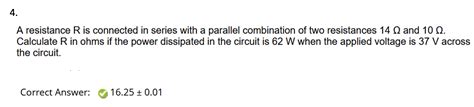 Solved A Resistance R Is Connected In Series With A Parallel Chegg Com