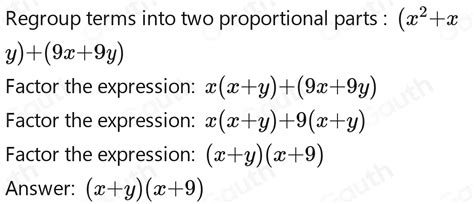 Solved Factorise X 2 Xy 9x 9y [math]