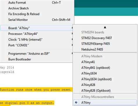 programming an attiny44 using an arduino arduino projects