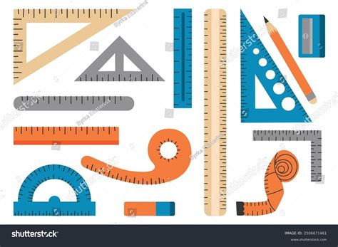 Set Rulers Different Shapes Colors Protractor Stock Vector Royalty Free 2506671461 Shutterstock