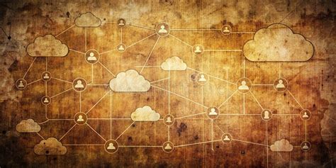 retroinspired digital ecosystem diagram visualizing interconnected nodes and data flow in a