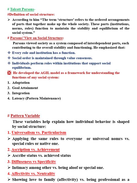 Talcott Parsonss Social Structure Pdf