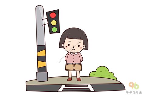 儿童过马路简笔画人物 卡通 大山谷图库