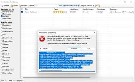 Bug Error On Uninstall Of Tool · Issue 1161 · Mscrmtoolsxrmtoolbox · Github
