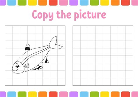 그림 복사 아이들을위한 색칠하기 책 페이지 교육 개발 워크 시트 어린이를위한 게임 필기 연습 프리미엄 벡터