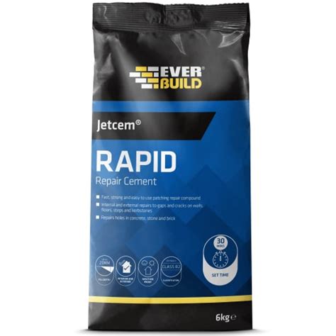 Everbuild Jetcem Rapid Repair Cement 6kg Grey Pack Of 2