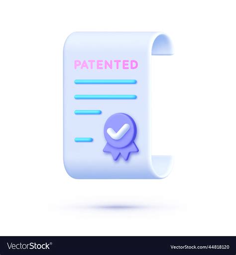 Patented Patent Document 3d Royalty Free Vector Image