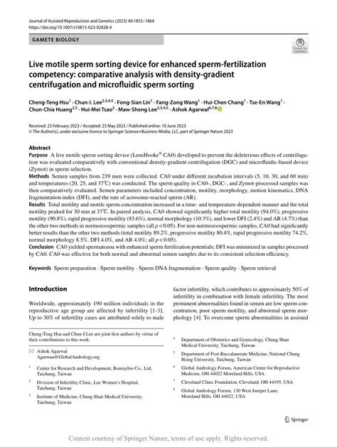 Live Motile Sperm Sorting Device For Enhanced Sperm Fertilization