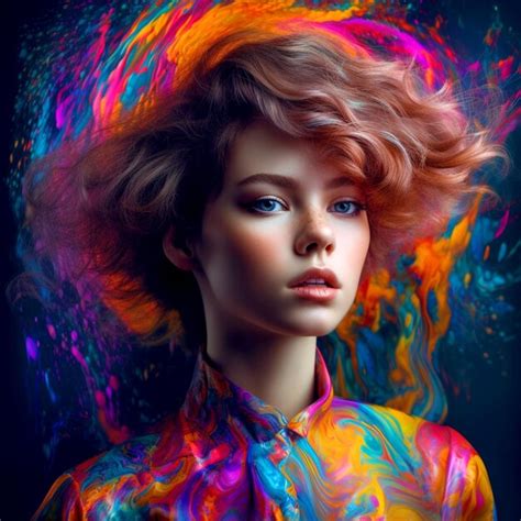 Premium Ai Image An Adorable Model In Abstract Clothes Posing For The Camera In An Abstract