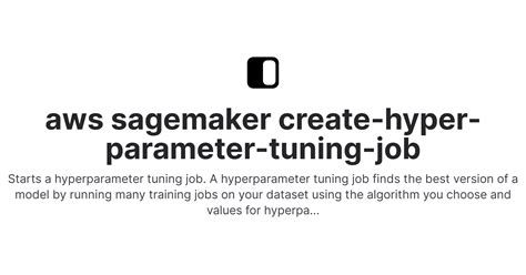 Aws Sagemaker Create Hyper Parameter Tuning Job Fig