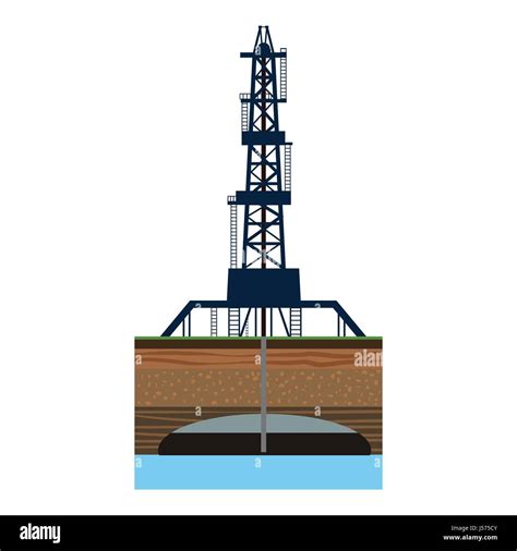 Drilling Of Oil Well In Sea Icon Cartoon Style Stock Vector Art