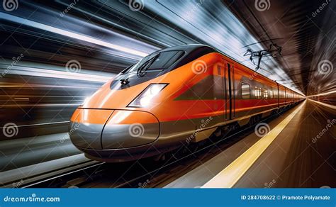 Super Streamlined Train With Motion Blur Generative Ai Stock