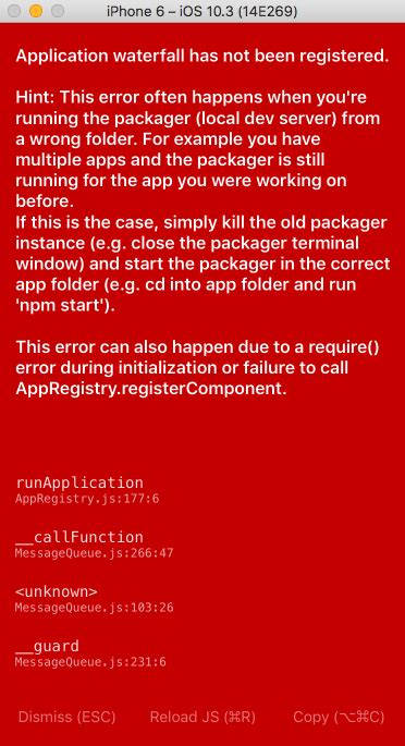 React Native Init Creates An App Which Doesnt Run Application Xxx Has Not Been Registered