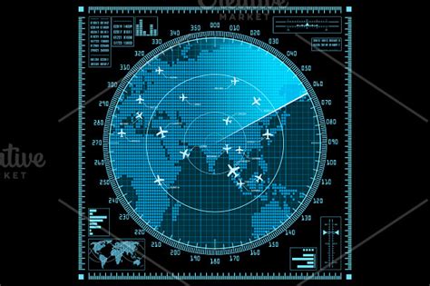 Vector Radar Screen With Planes ~ Illustrations ~ Creative Market