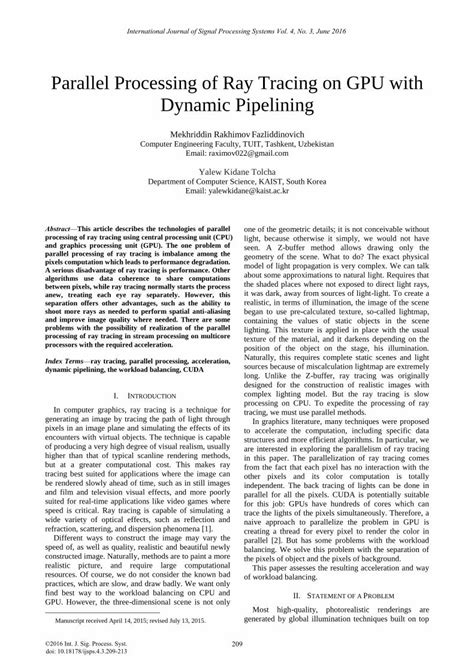 pdf parallel processing of ray tracing on gpu with dynamic · pdf