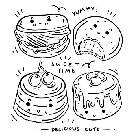 Premium Vector Hand Drawn Cute Dessert For Templates