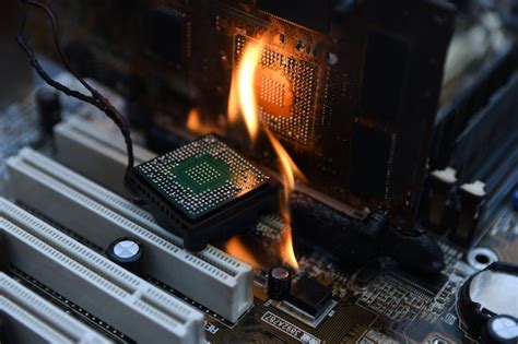 Premium Photo Fire Burning Blazing Computer Motherboard Cpugpu And Video Card Processor On