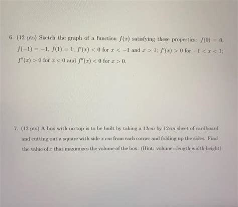 solved 6 12 pts sketch the graph of a function x