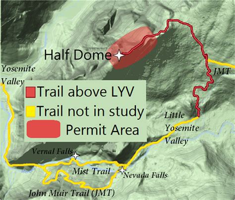 Half Dome Map Half Dome John Muir Trail And Merced Lake Trail Dxgo