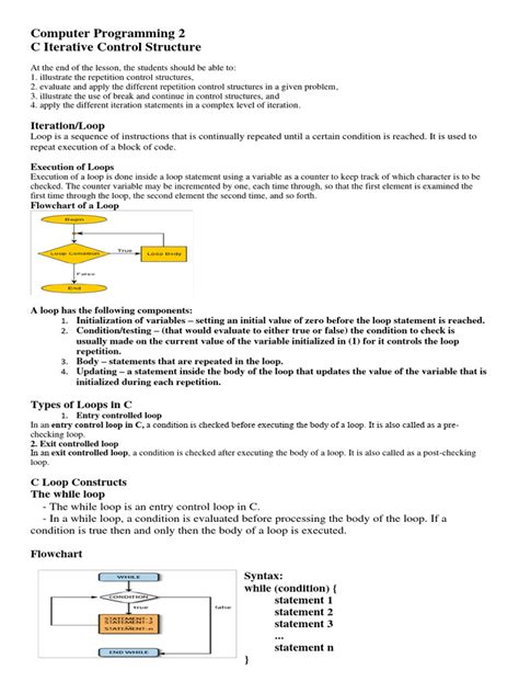Iterative Control Structure Pdf Control Flow Applied Mathematics
