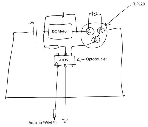 Driving A DC Motor With A TIP Controlled By Optocoupler N To Arduino PWM Motors