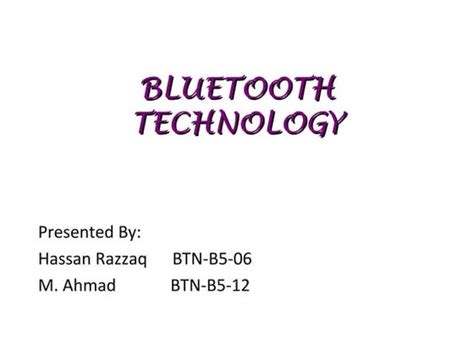 Bluetooth Pptx Computer Networking Computing