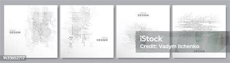 벡터 그림입니다 하프톤 도트 배너 세트입니다 하프톤 원을 사용하는 점선 지점 흰색 배경에 격리된 패턴 질감 소셜 미디어 블로그 게시물 웹 템플릿을위한 디자인 요소 0명에