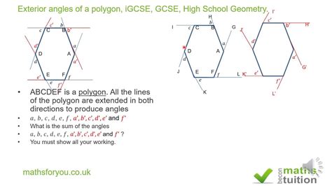 Exterior Angles Of A Polygon Igcse Gcse High School Geometry Youtube