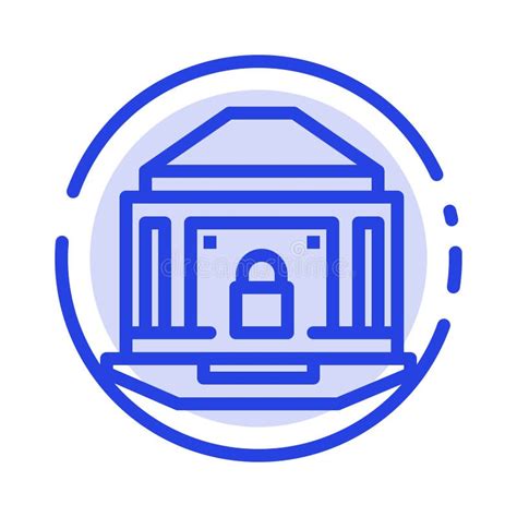 Bank Banking Internet Lock Security Blue Dotted Line Line Icon Stock Vector Illustration