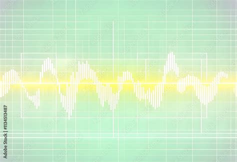 Glowing Digital Waveforms Fluctuating In Sync With A Pulsating Grid