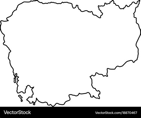 Cambodia Map Of Black Contour Curves On White Vector Image