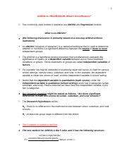 Understanding The Difference ANOVA Vs Regression Course Hero