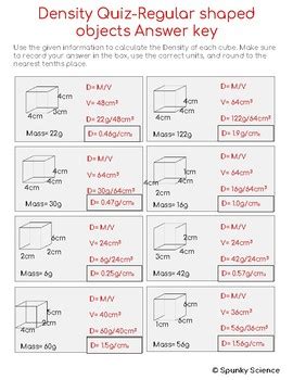 Density Of Regular Shaped Objects Assessment By Spunky Science TPT