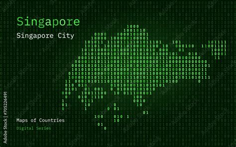 Singapore Map Shown In Binary Code Pattern Tsmc Blue Matrix Numbers