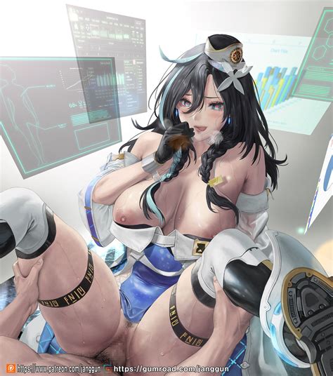 Jeneral Flan Epic Seven Epic Seven Highres 1girl Bare Shoulders Black Hair Blue Eyes