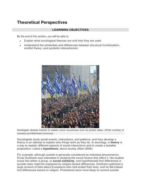 Theoretical Perspectives Pdf Sociology Émile Durkheim