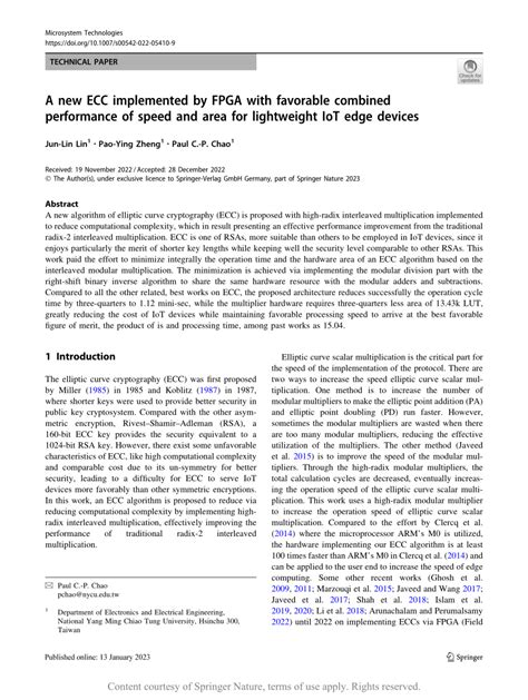 A New ECC Implemented By FPGA With Favorable Combined Performance Of Speed And Area For