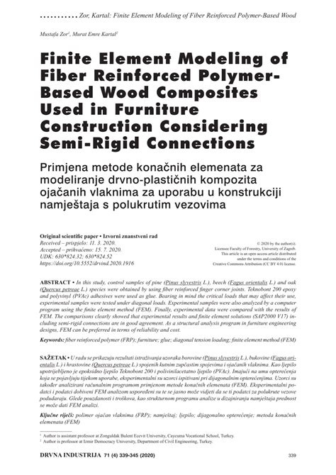 Pdf Finite Element Modeling Of Fiber Reinforced Polymer Based Wood Composites Used In