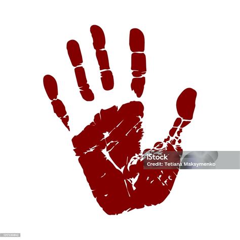 핸드프린트 벡터 일러스트레이션 인간의 손바닥과 손가락 기호를 중지합니다 흰색 배경에 격리 된 손 각인의 이미지입니다 경고 및 예방 손자국에 대한 스톡 벡터 아트 및 기타