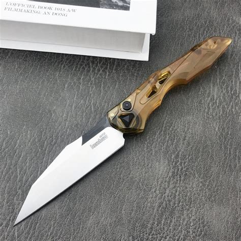 Kershaw Knife Push Button Auto Knife 3 5 Two Tone Cpm 154 Wharncliffe Blade Automatic Spring