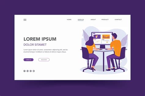Premium Vector Flat Landing Page Template