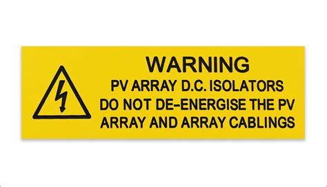 Warning PV Array DC Isolators Ywpvadci Industrial Engraving Solutions