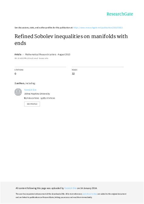 Pdf Refined Sobolev Inequalities On Manifolds