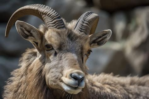 Premium Ai Image Closeup Of The Face Of A Majestic Ibex With Its Horns And Facial Features In