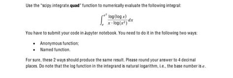 Solved Si Dx Use The Tegrate Quad Function To