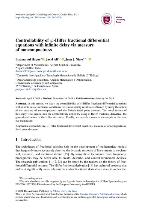 Pdf Controllability Of Psi Hilfer Fractional Differential Equations